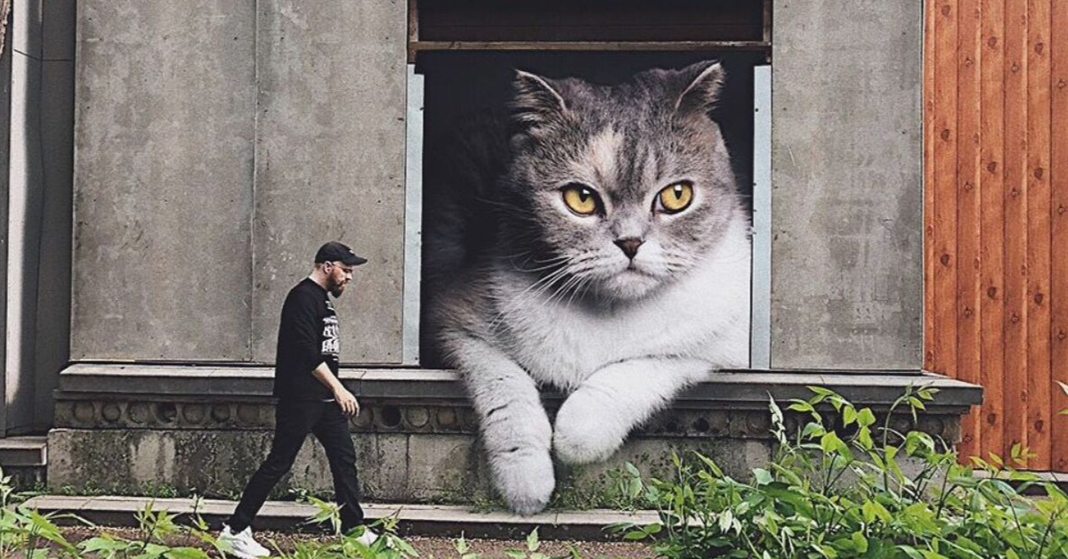 A Russian Artist Re-Imagines His Surroundings Filled With Giant Cats ...