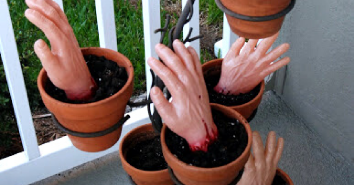 Make Your Halloween Decor Undeadly With DIY Zombie Hand Planters – Diply